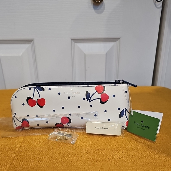 kate spade | Bags | Kate Spade Vintage Cherry Dot Pencil Case ...